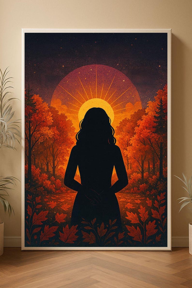 Autumn Equinox Printable Wall Art – Mystical Silhouette Digital ...