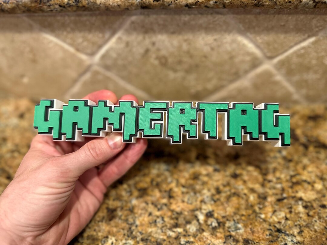 Custom Pixel Style Gamer Tag 3D Printed Nameplate – Personalized 3D ...