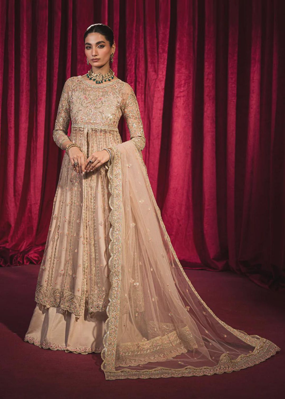 Formal Hand Embellished Bridal and Formal Dress Pishwas, Sharara ...