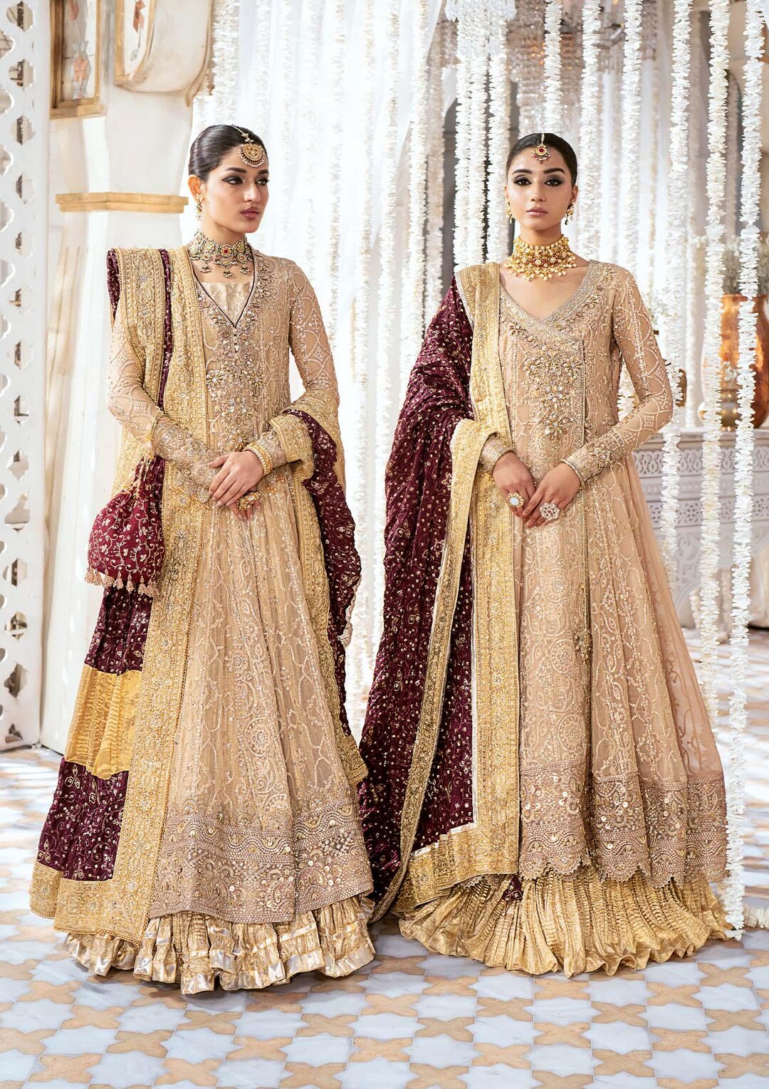 Embroidered Chiffon Kalidar Frock: Pakistani Bridal Dress - Etsy