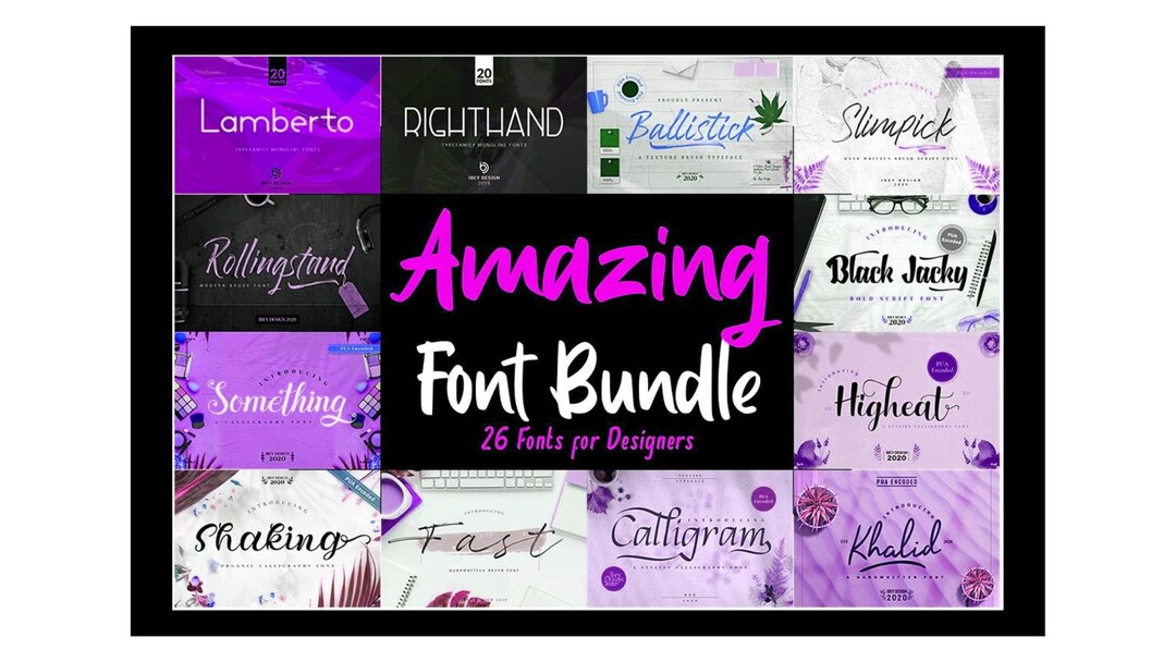 Amazing Fonts Bundle Vintage Handwritten Font, Retro Font, Modern Font ...