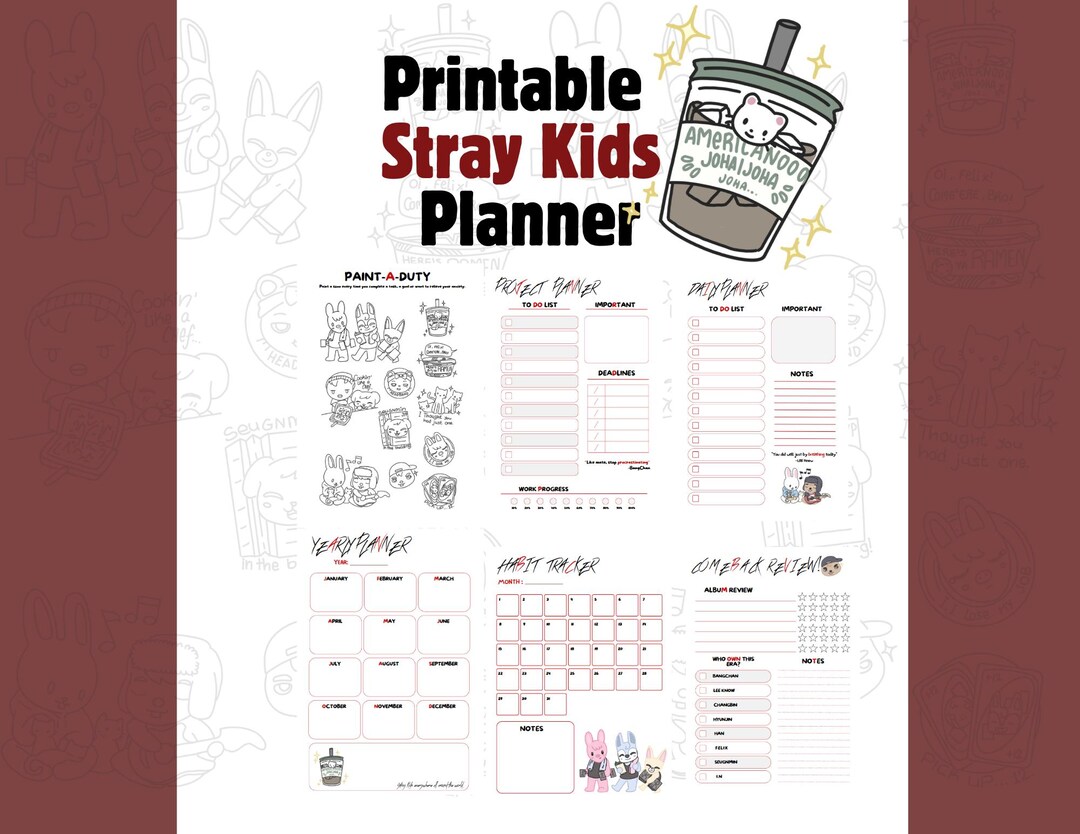 Stray Kids Planner / Printable / Planner Bundle / Skzoo / for ...