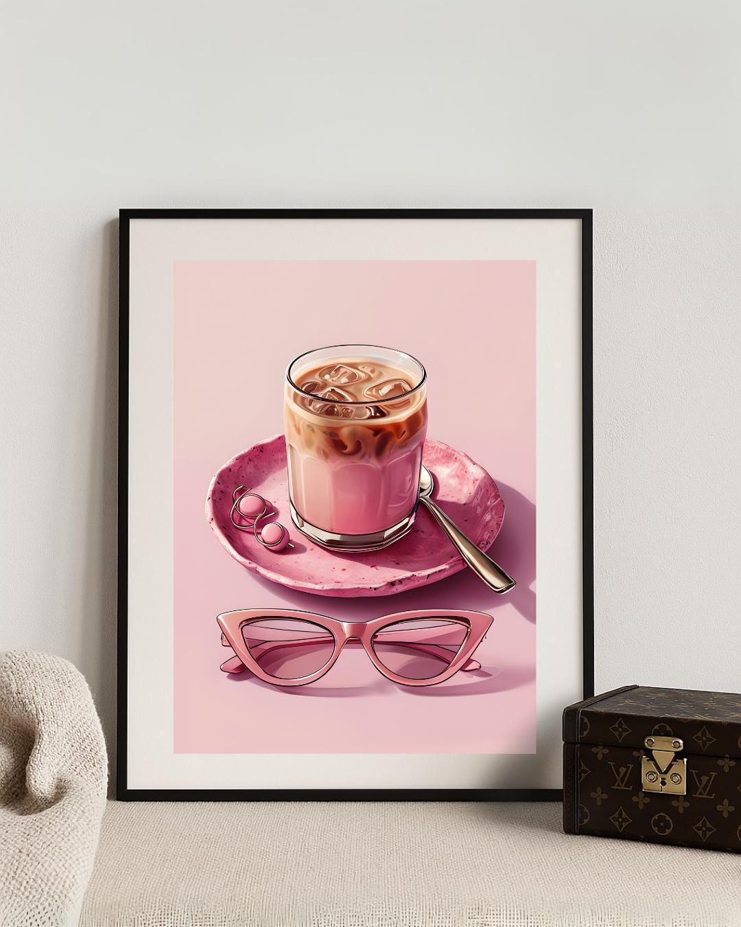 Pink Iced Coffee Wall Art Printable | Aesthetic Cafe Decor Digital ...