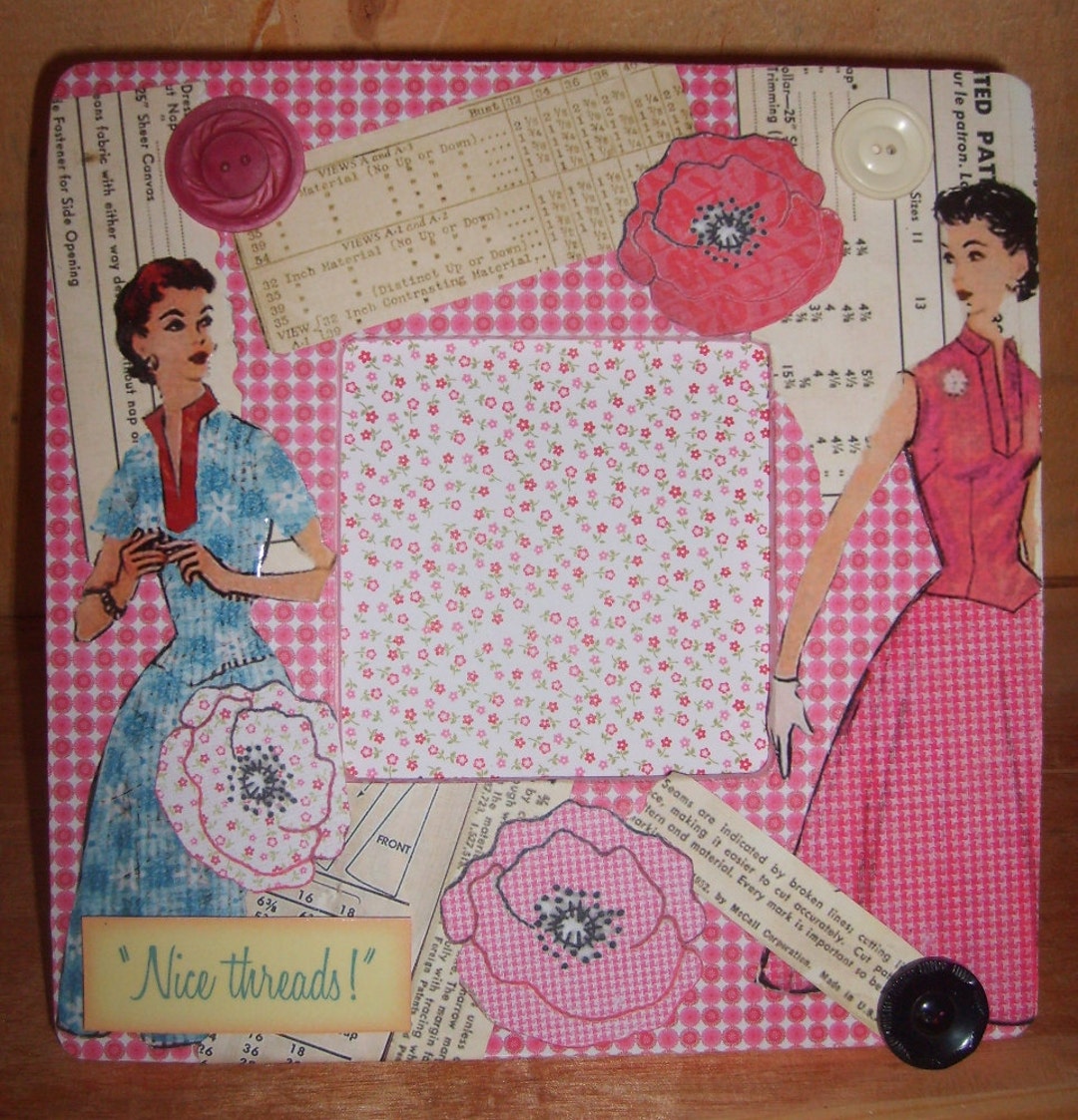 Nice Threads Sewing Themed Decoupaged Picture Frame - Etsy