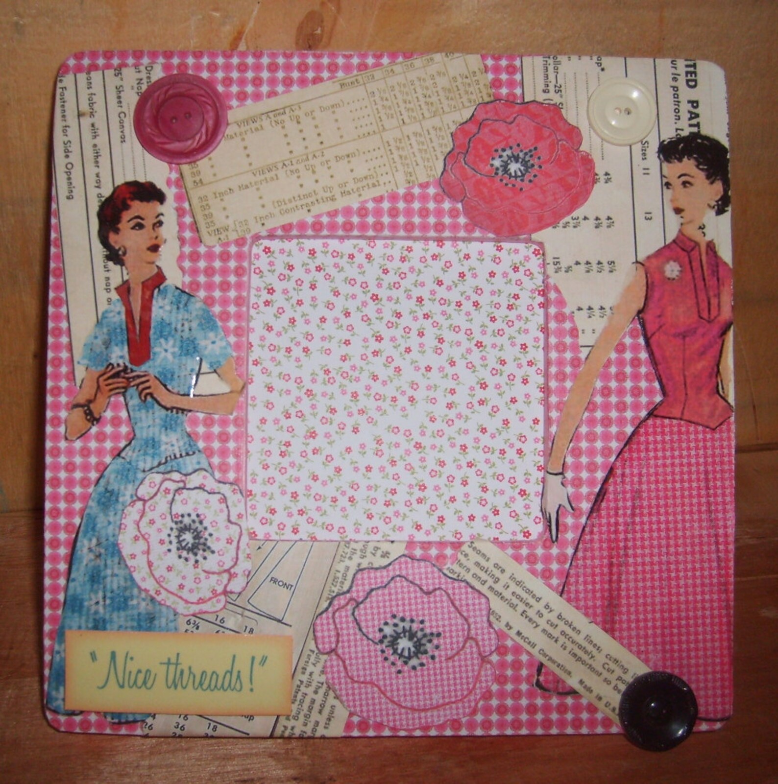 Nice Threads Sewing Themed Decoupaged Picture Frame - Etsy