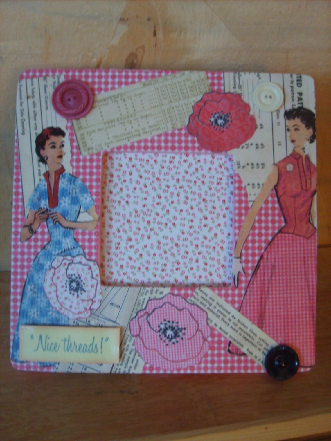 Nice Threads Sewing Themed Decoupaged Picture Frame - Etsy