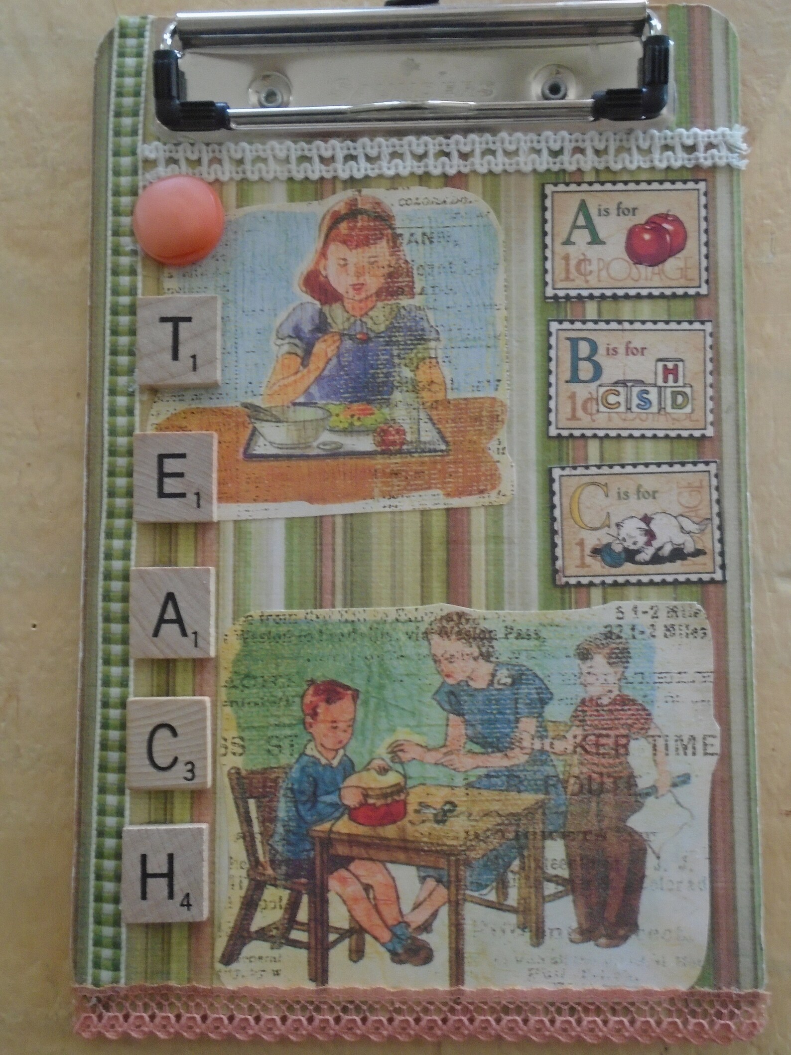 Vintage Inspired School Classroom Teacher Altered Mini Clipboard - Etsy