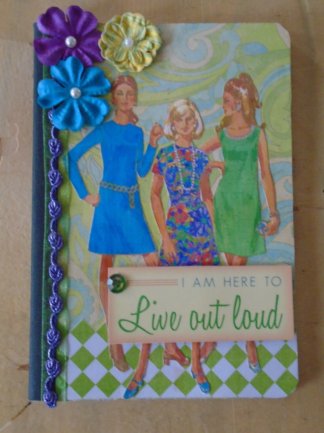 Retro Inspired Live Out Loud Journal Altered Composition Book - Etsy