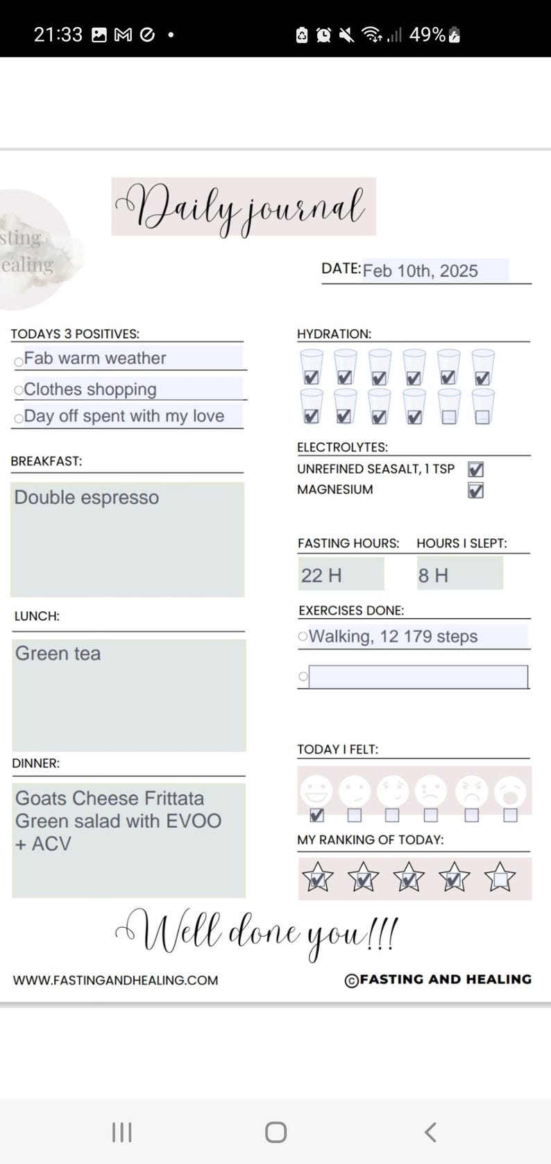 Editable Daily Fasting and Food Journal - Intermittent Fasting - Track ...