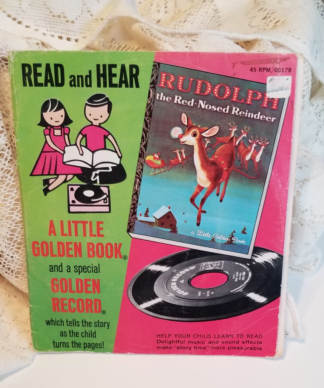 Rudolph the Red-nosed Reindeer, Book, 45 Record, Vintage Children's ...