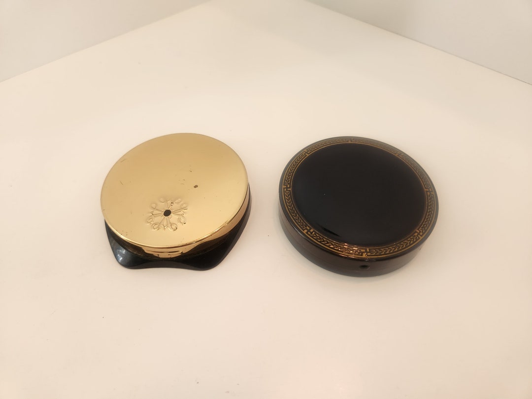 Lot of TWO Black and Gold Vintage Powder Compacts Avon - Etsy