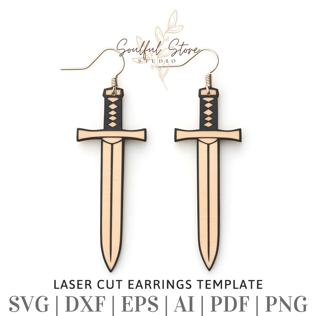 Samurai Sword Wood Earrings Templates Laser Cut Files Svg,digital ...