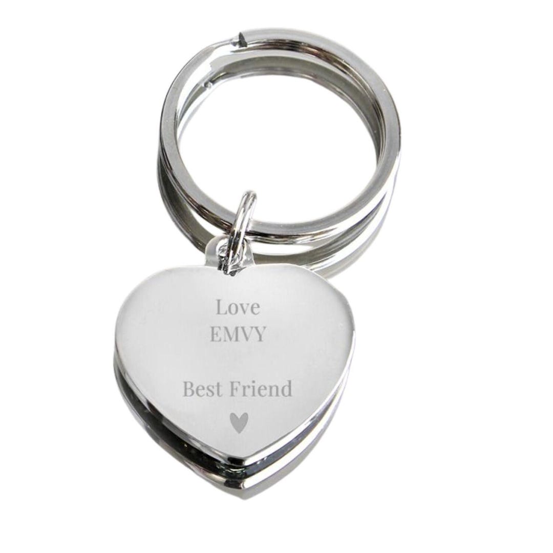 Love Emvy Personalised Diamante Keyring With Engraved Heart, 2.5 X 3 Cm ...