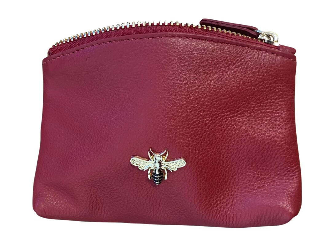 Love Emvy Bee Leather Coin & Card Purse - Red - Etsy