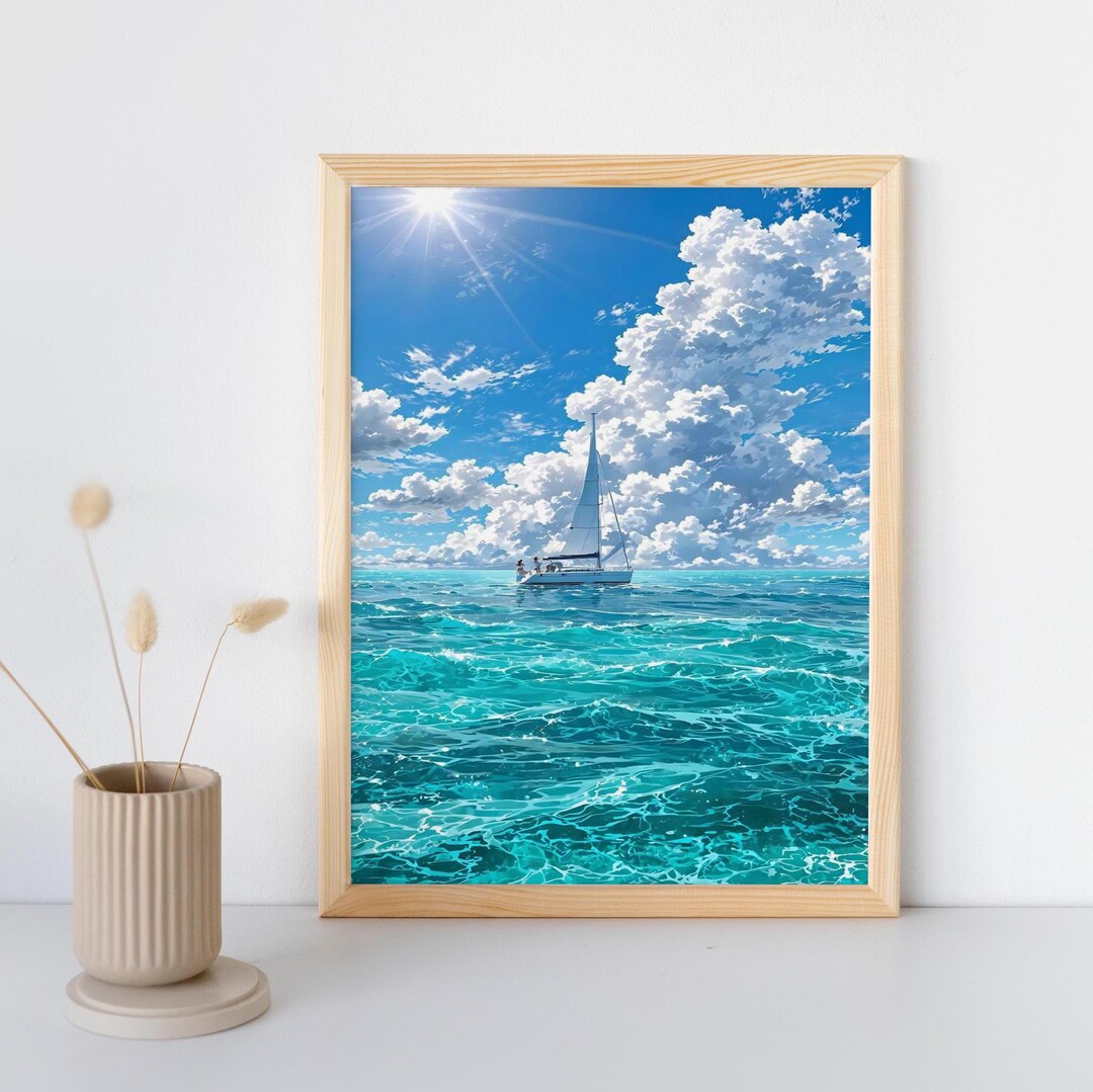 HD Printable Beautiful Blue Ocean Scenery A3 - Etsy