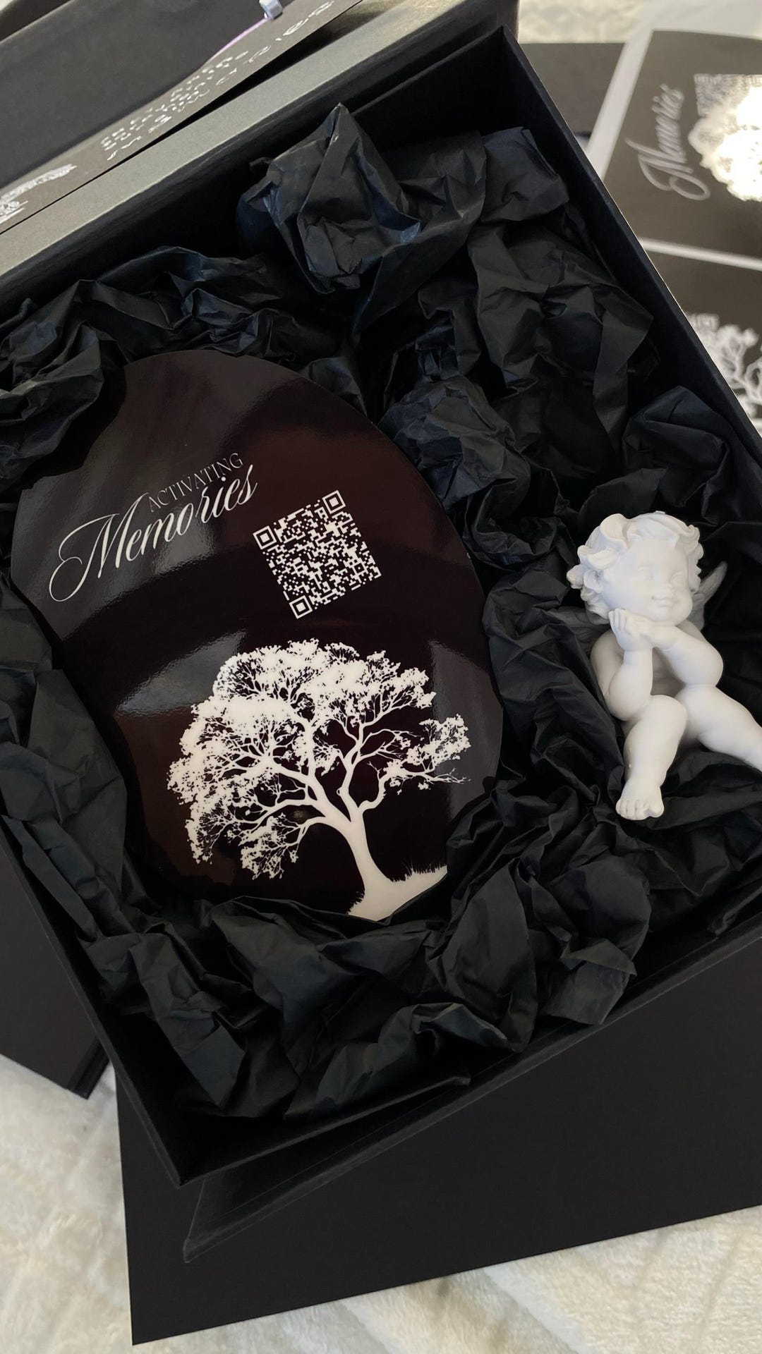 Memorial Plaque With QR Code for the Gravestone at the Cemetery of a ...