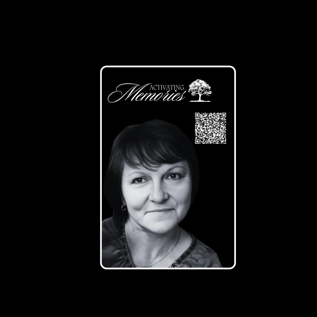 Memorial Plaque With QR Code for the Gravestone at the Cemetery of a ...