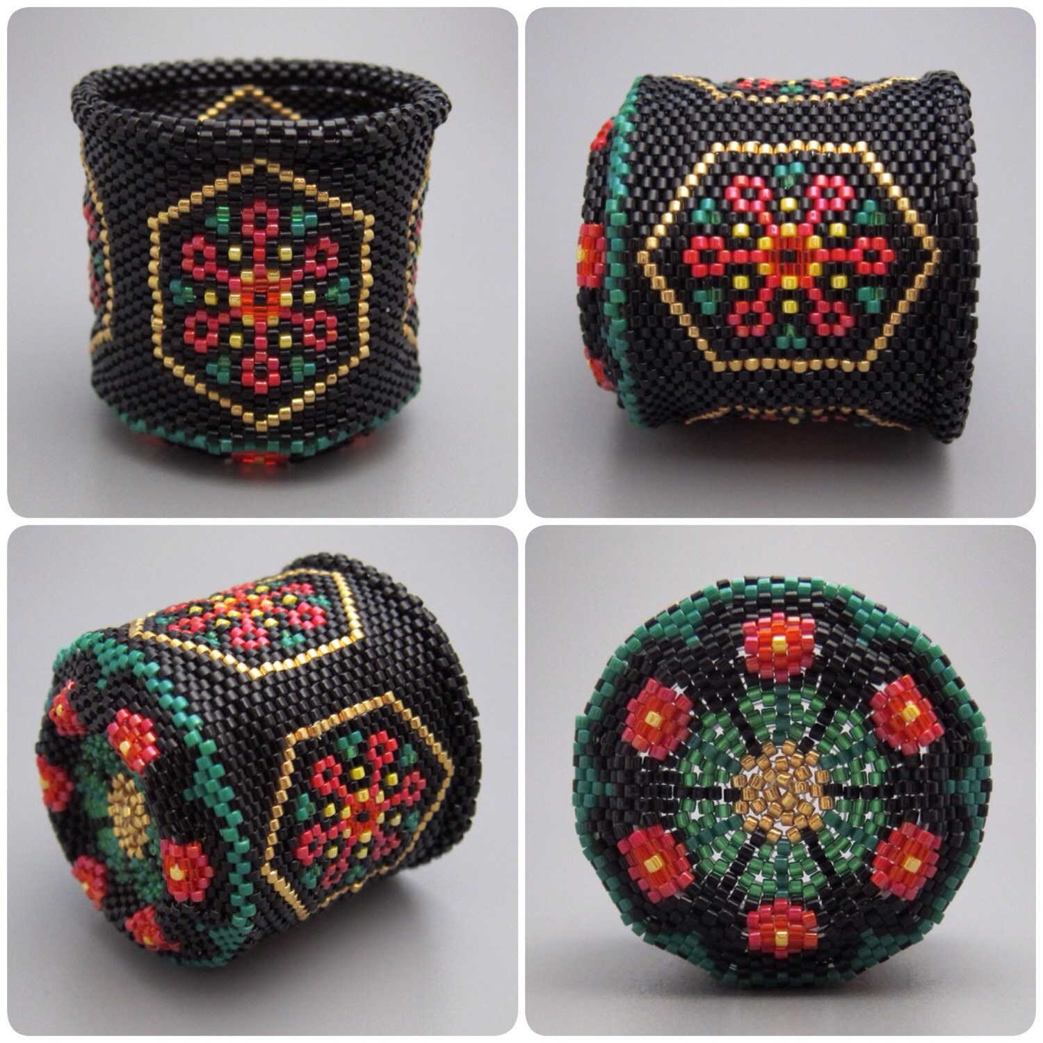 Christmas Pattern Beaded Basket Collectible Basket Bead Art Beadweaving ...