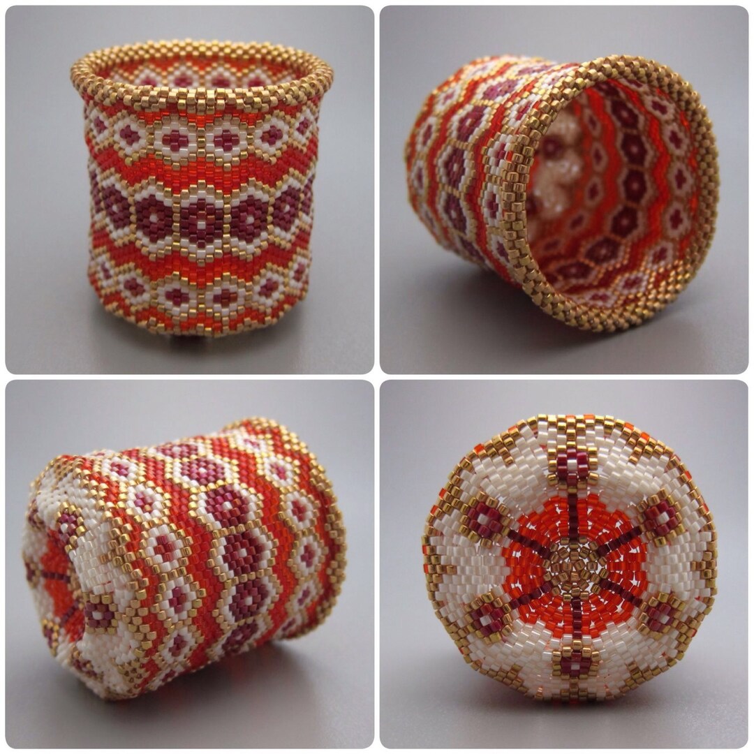 Red Ribbon - Beaded Basket - Collectible Basket - Seed Beads ...