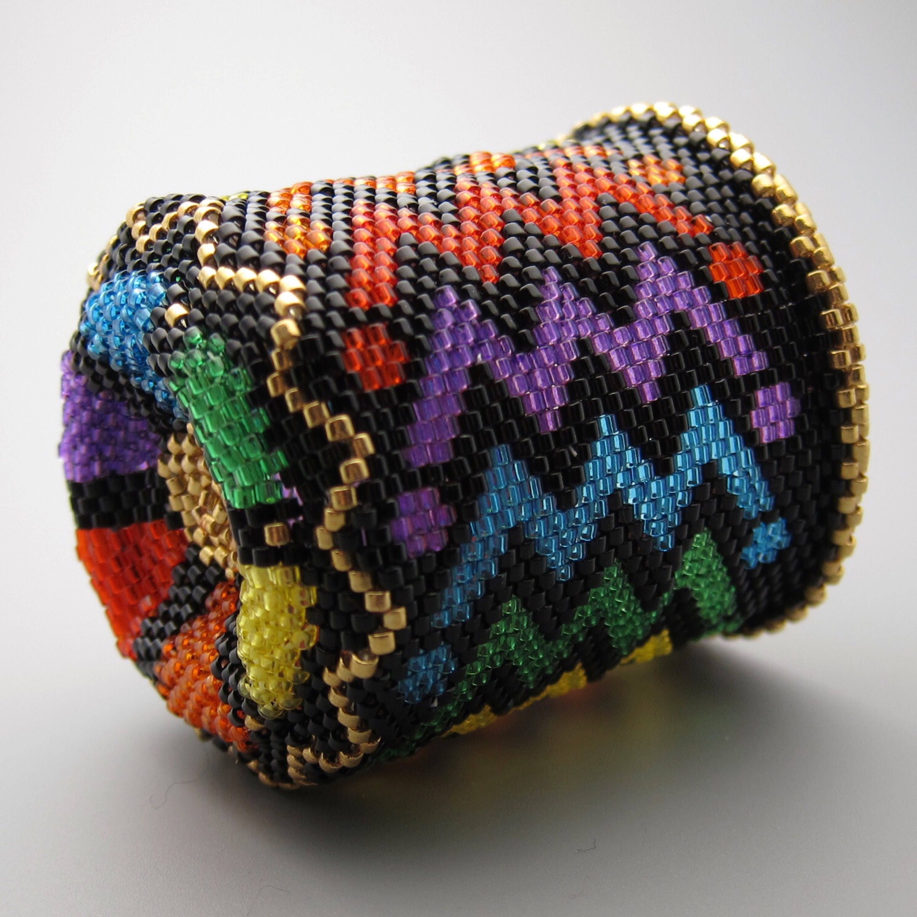 Rainbow Pattern - Beaded Basket - Collectible Basket - Bead Art ...