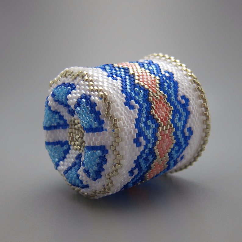 Wave and Fish Pattern - Beaded Basket - Collectible Basket - Bead Art ...