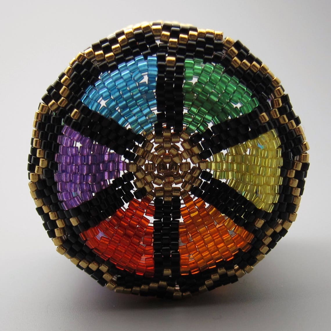 Rainbow Pattern - Beaded Basket - Collectible Basket - Bead Art ...