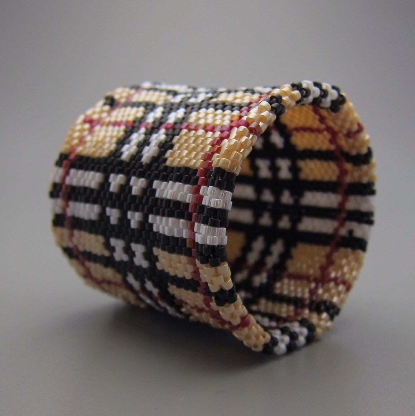 Plaid Pattern - Beaded Basket - Collectible Basket - Bead Art ...