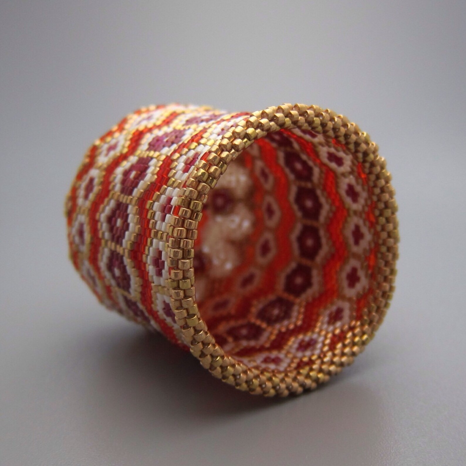 Red Ribbon - Beaded Basket - Collectible Basket - Seed Beads ...