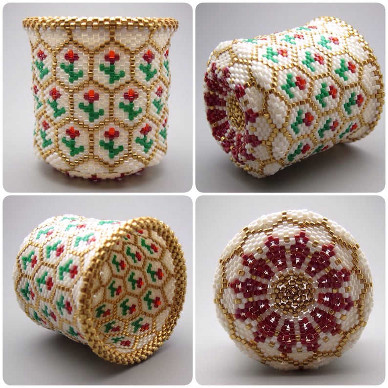Rose Pattern - Beaded Basket - Collectible Basket - Bead Art ...