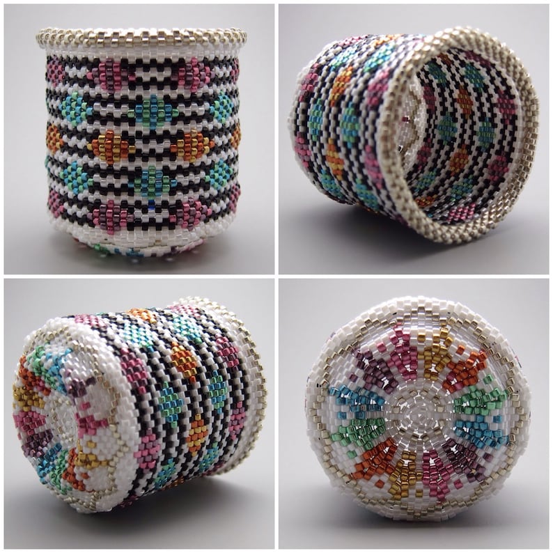 Quilt Pattern Basket - Beaded Basket - Collectible Basket - Bead Art ...
