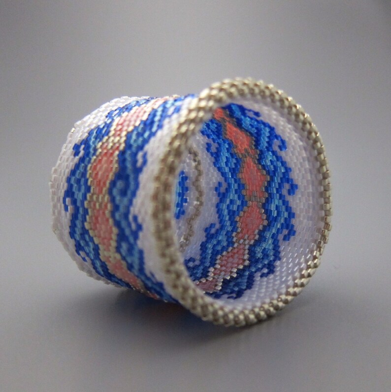 Wave and Fish Pattern - Beaded Basket - Collectible Basket - Bead Art ...