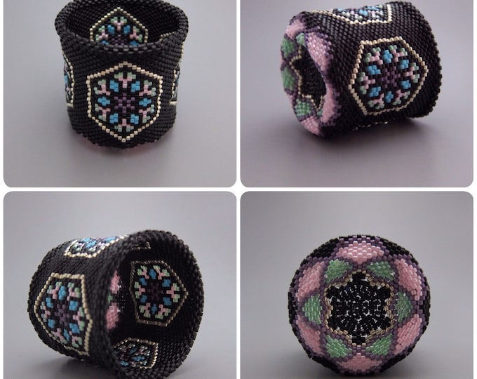 Beaded Basket Collectible Basket Bead Art Purple and Blue Shield ...
