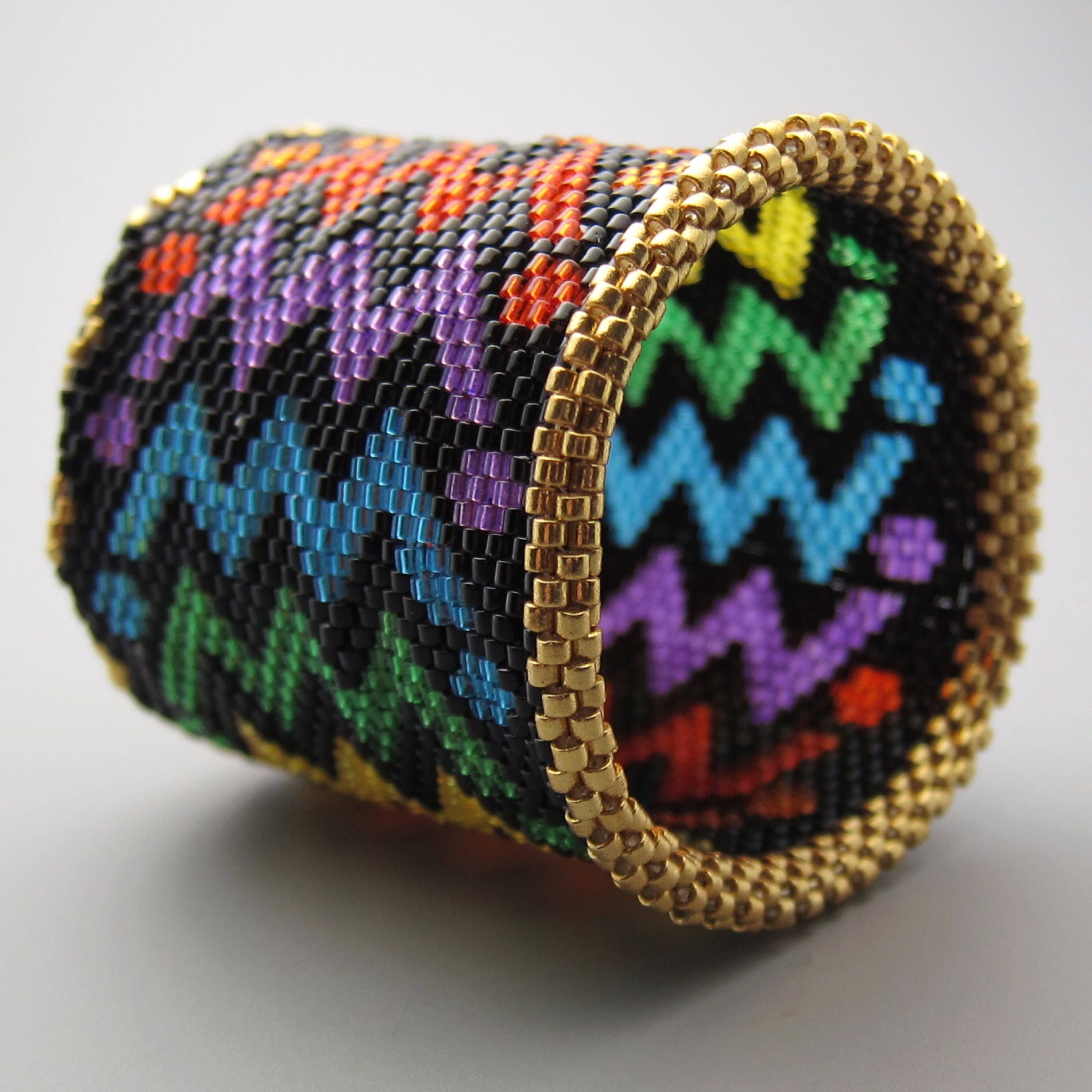 Rainbow Pattern - Beaded Basket - Collectible Basket - Bead Art ...