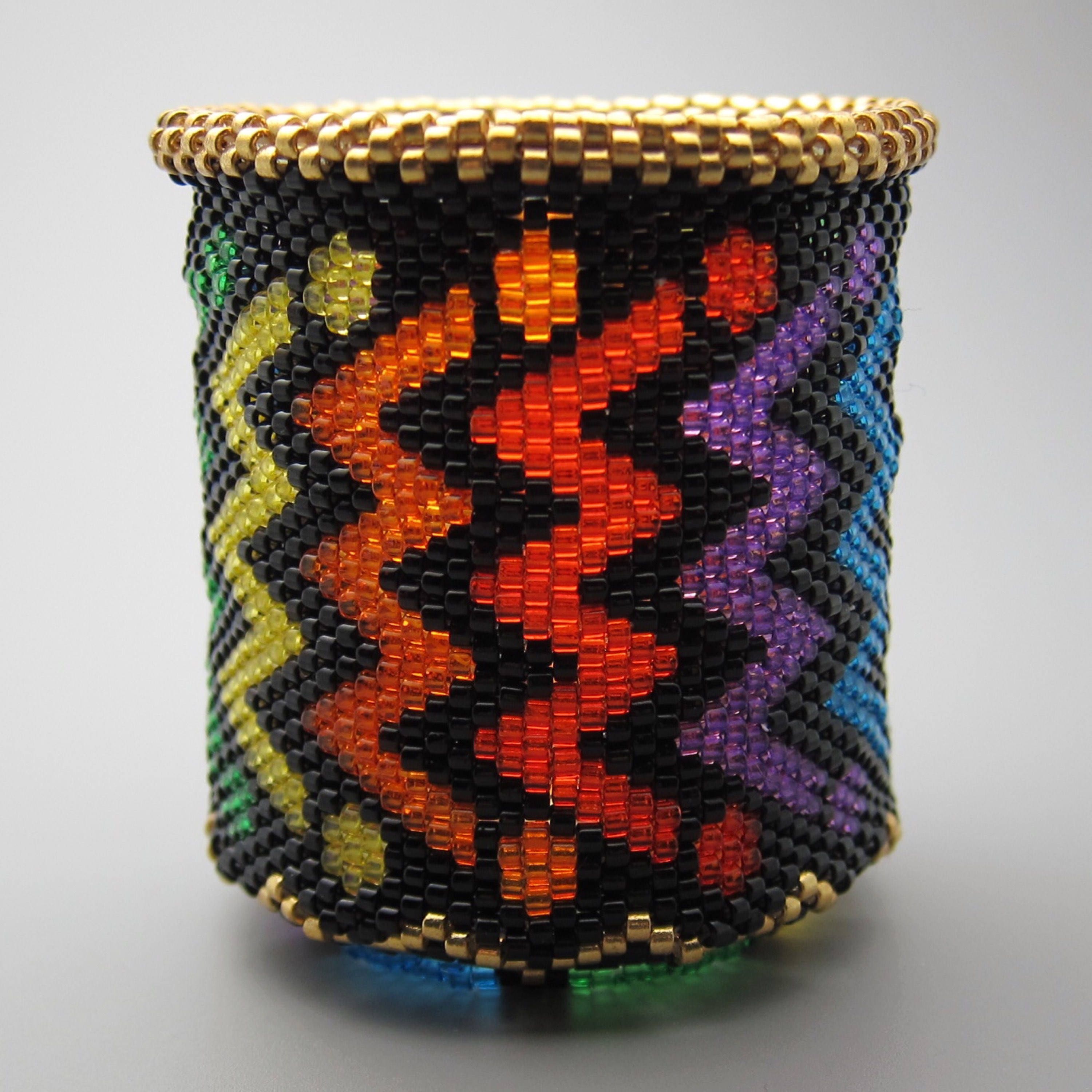 Rainbow Pattern - Beaded Basket - Collectible Basket - Bead Art ...