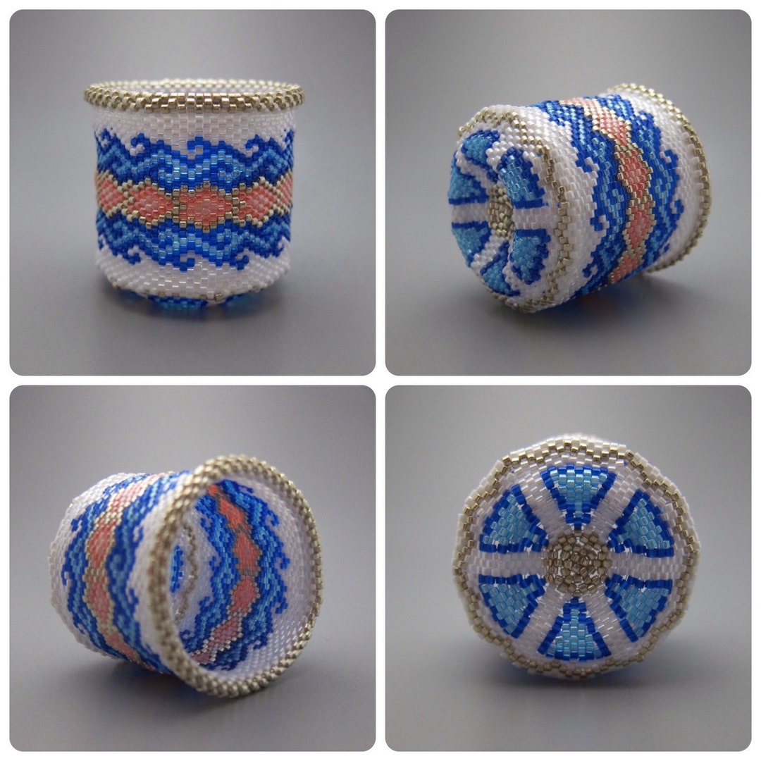Wave and Fish Pattern - Beaded Basket - Collectible Basket - Bead Art ...