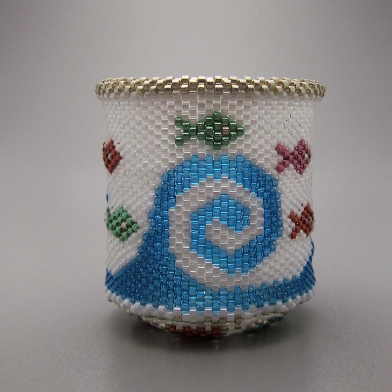 Beaded Basket Collectible Basket Bead Art Wave Pattern - Etsy UK