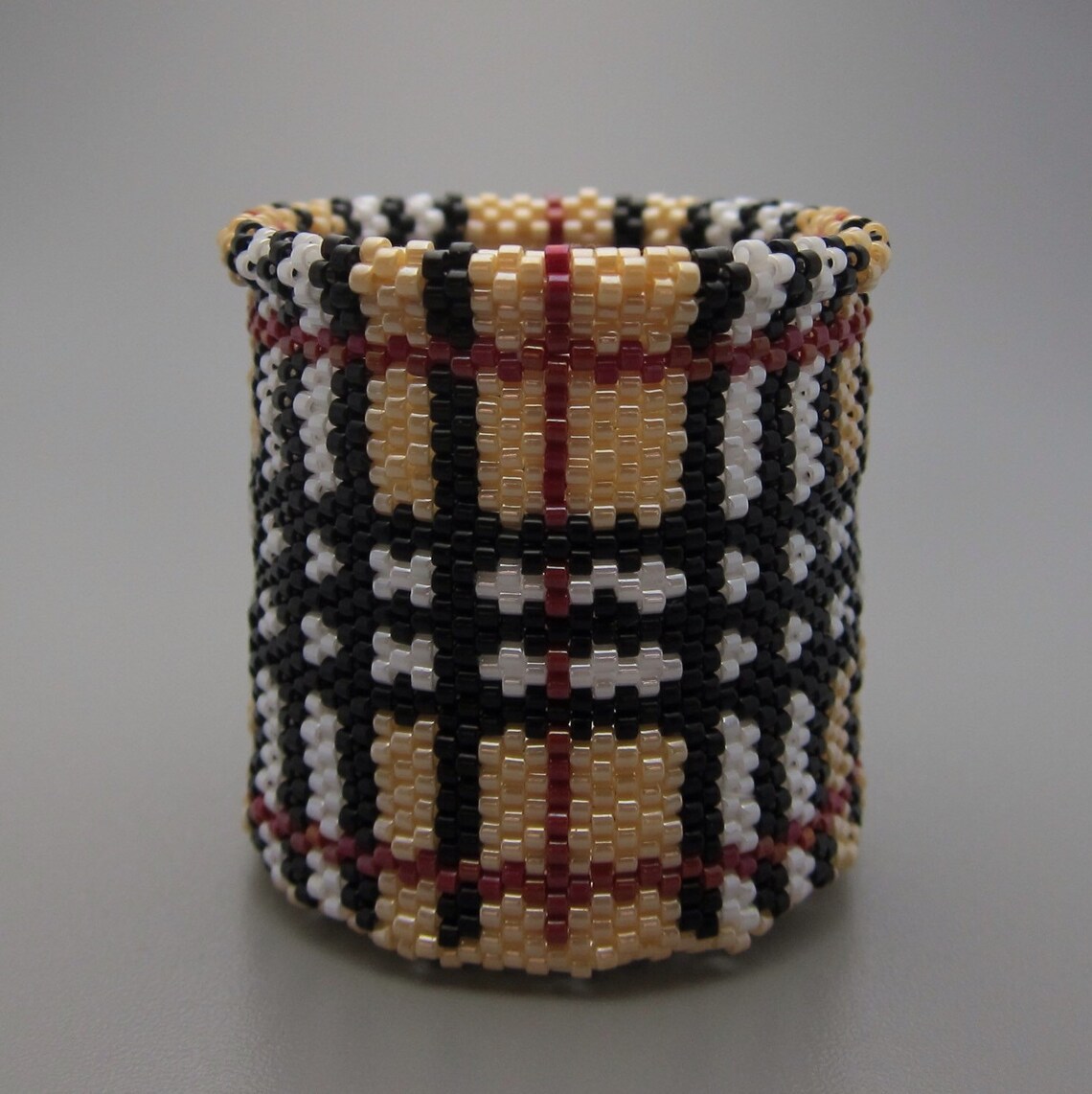 Plaid Pattern - Beaded Basket - Collectible Basket - Bead Art ...