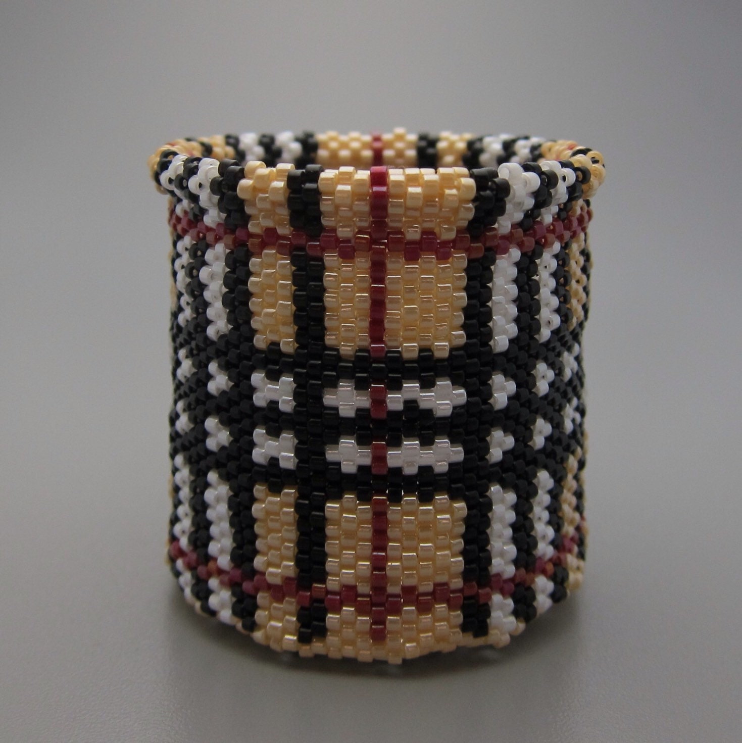 Plaid Pattern - Beaded Basket - Collectible Basket - Bead Art ...