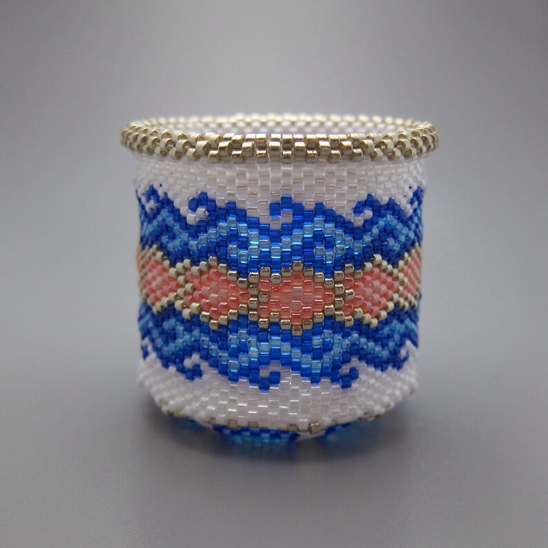 Wave and Fish Pattern - Beaded Basket - Collectible Basket - Bead Art ...