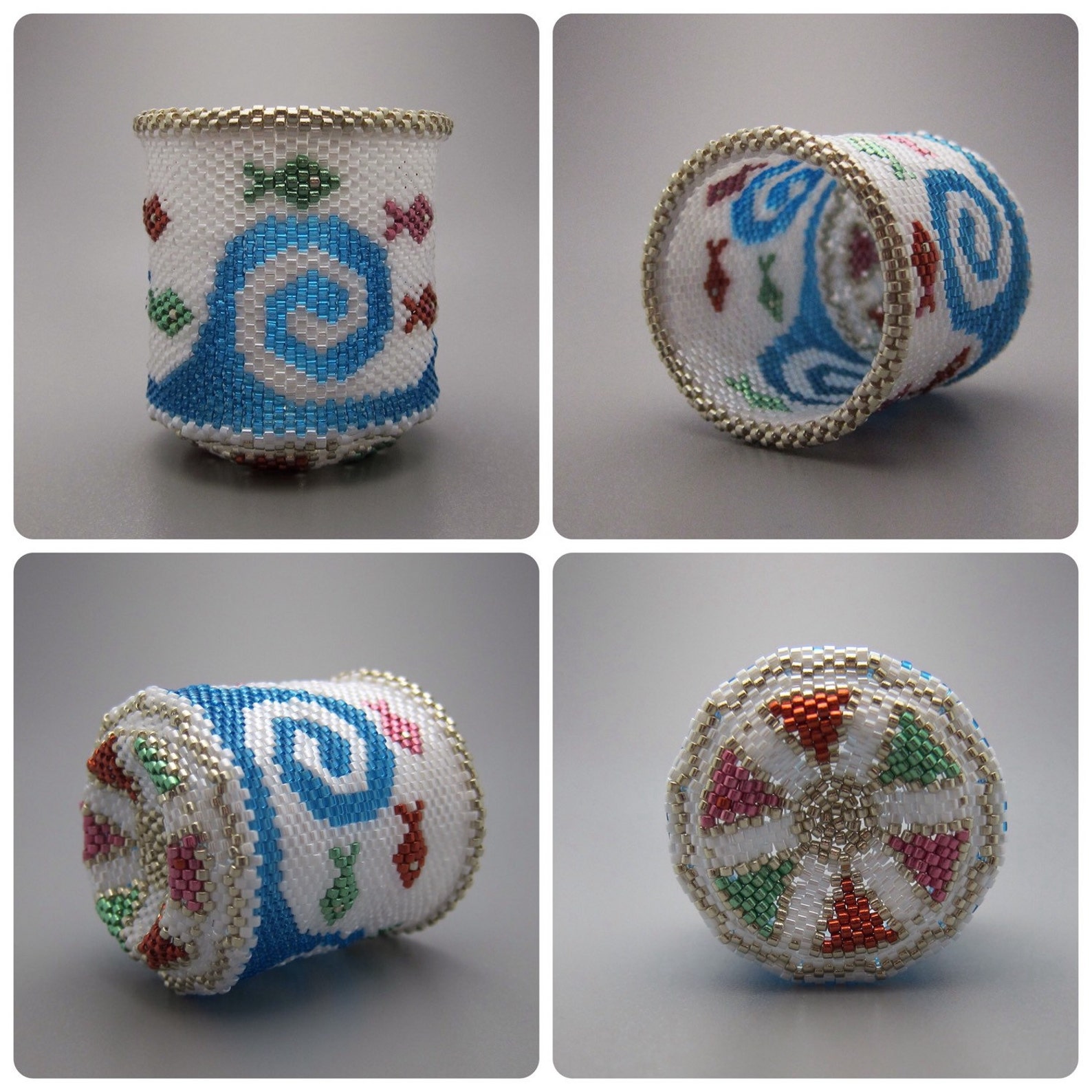 Beaded Basket Collectible Basket Bead Art Wave Pattern - Etsy UK