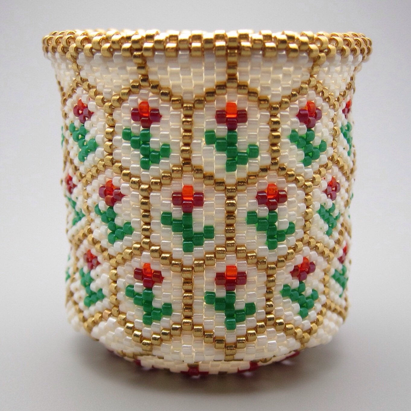 Rose Pattern - Beaded Basket - Collectible Basket - Bead Art ...