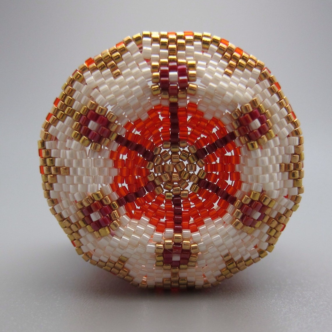 Red Ribbon - Beaded Basket - Collectible Basket - Seed Beads ...