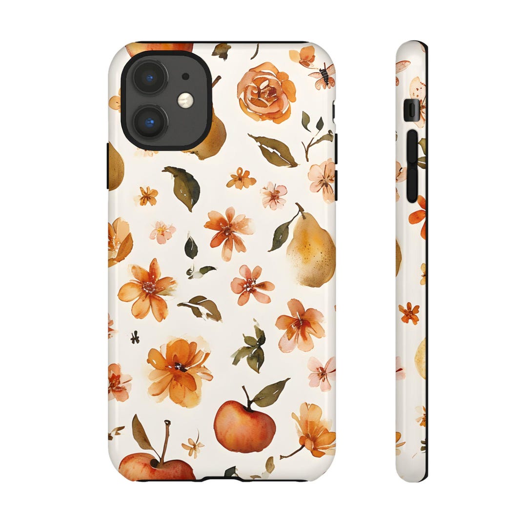 Phone Case, Spring Floral Design - Flowers, Leaves, Pear, Apple - Tough ...
