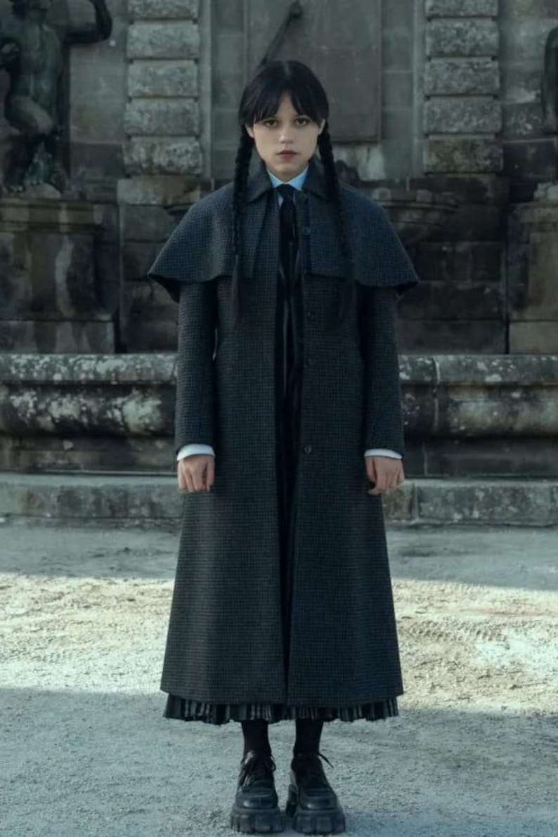 Jenna Ortega Wednesday Season 2 Wednesday Addams Tweed Black Coat - Etsy
