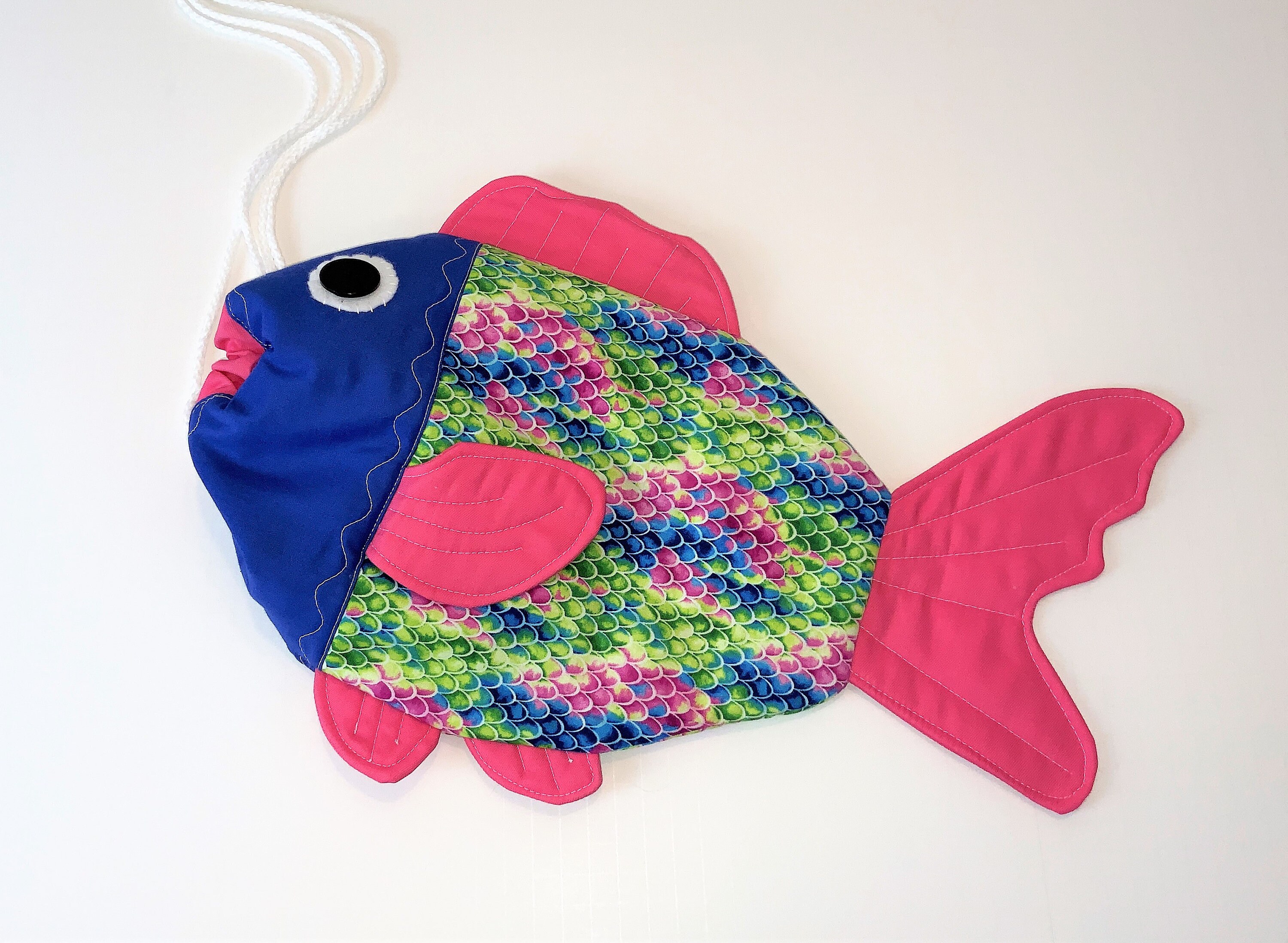 Fish Shaped Drawstring Shoulder Bag Large 14-inch Body Choice - Etsy