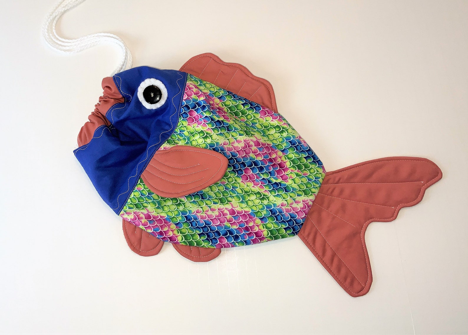 Fish Shaped Drawstring Shoulder Bag Large 14-inch Body Choice - Etsy