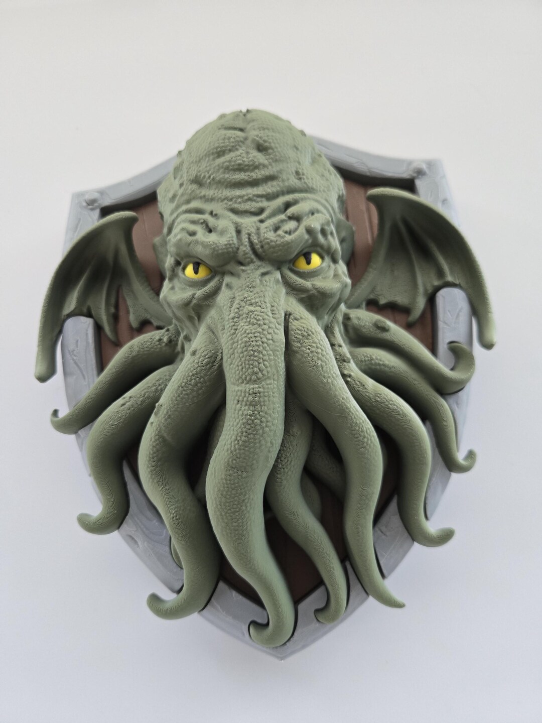 Cthulhu Head With Shield Wall Decor – 3D Printed Gothic Wall Art ...