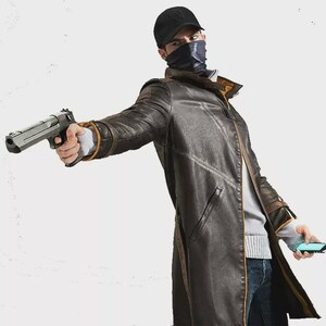Watch Dogs Aiden Pearce Genuine Brown Leather Trench Coat - All Sizes ...