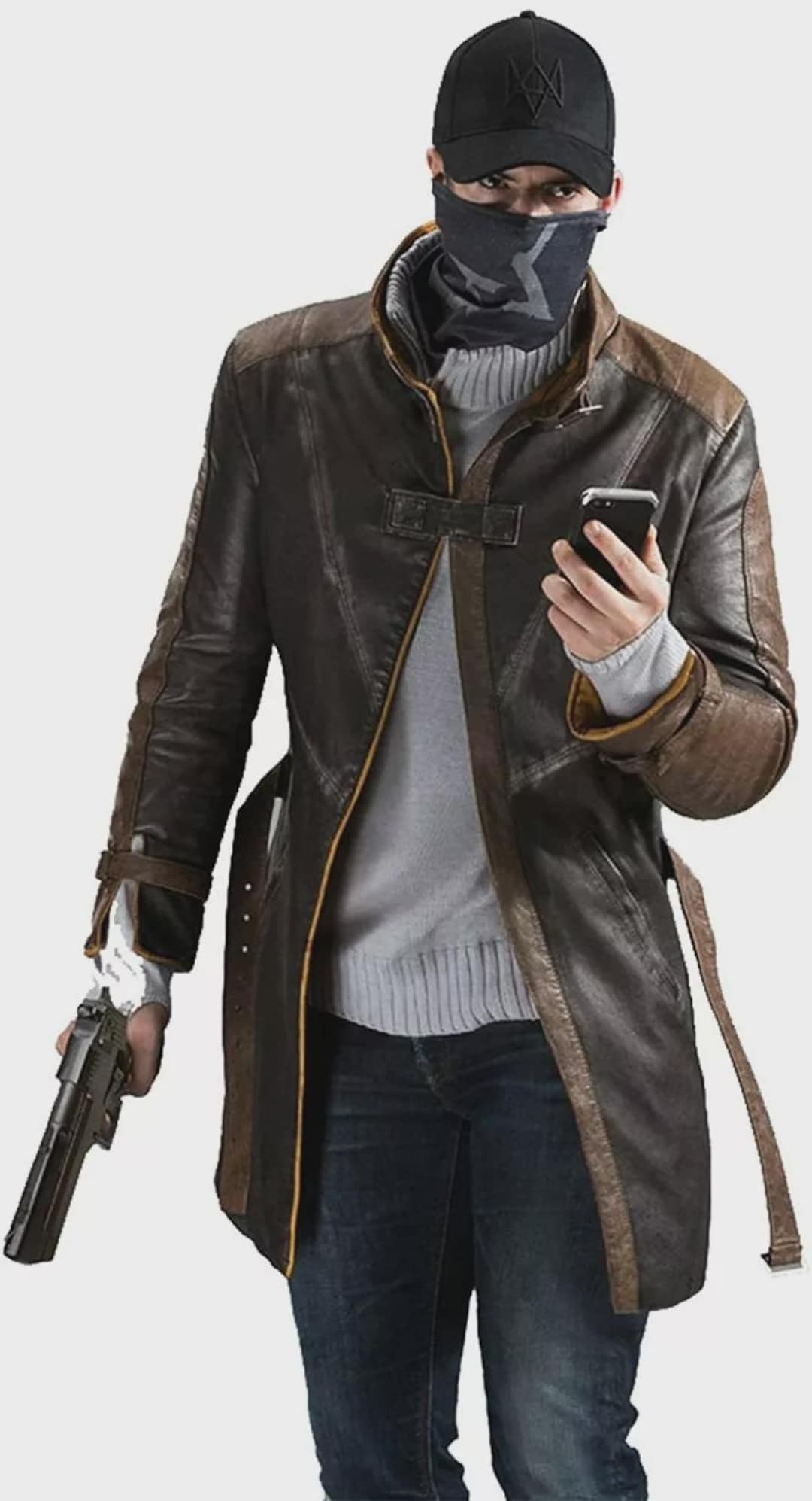 Watch Dogs Aiden Pearce Genuine Brown Leather Trench Coat - All Sizes ...