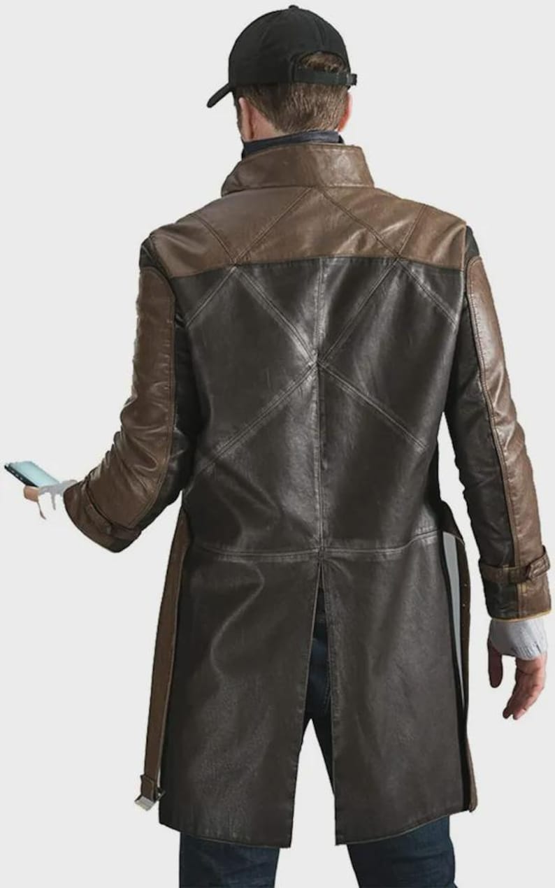 Watch Dogs Aiden Pearce Genuine Brown Leather Trench Coat - All Sizes ...